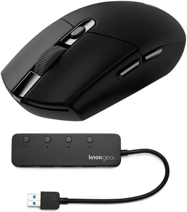 Logitech G305 Lightspeed Wireless Gaming Mouse (Black) with 4 Port USB ...