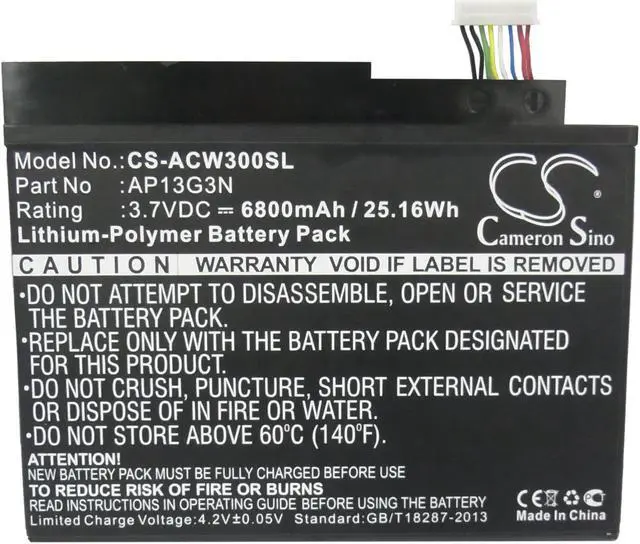 Battery for Acer Iconia Tab W3 W3-810 ZEIV4 AP13G3N KT.00203.005 CS ...