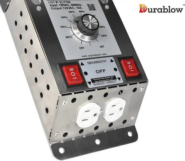 Durablow Stainless Steel Plug-In 2 Outlets + Dehumidistat Control for ...