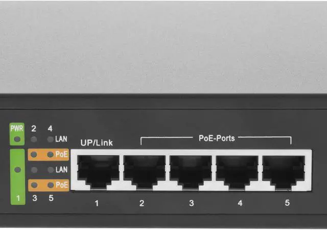 BV Tech POE-SW501 4-Port Full Power PoE Switch, 4 PoE Ports + 1 Uplink ...