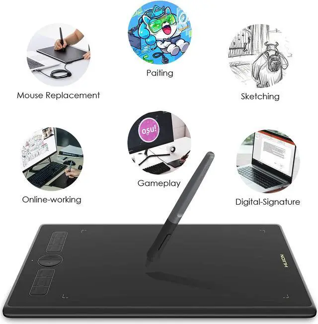 HUION Inspiroy H580X 8x5 Inch Drawing Tablets Pad Digital Graphics ...