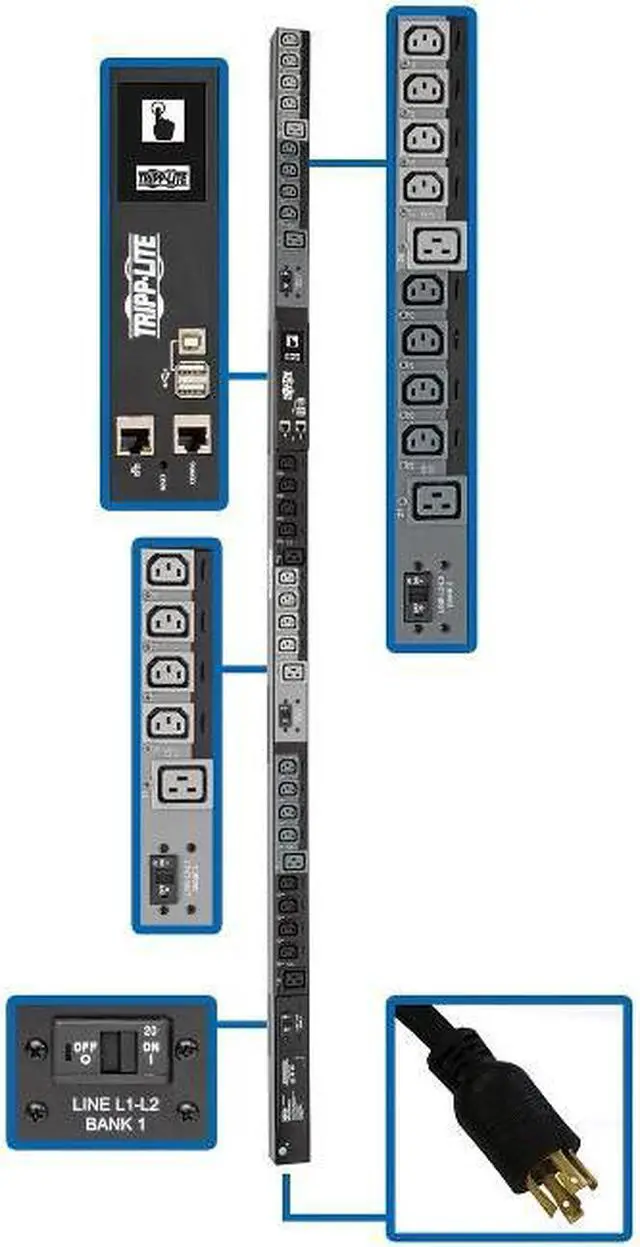 Tripp Lite 10kW 3-Phase Switched PDU, LX Interface, 200 / 208 / 240V ...