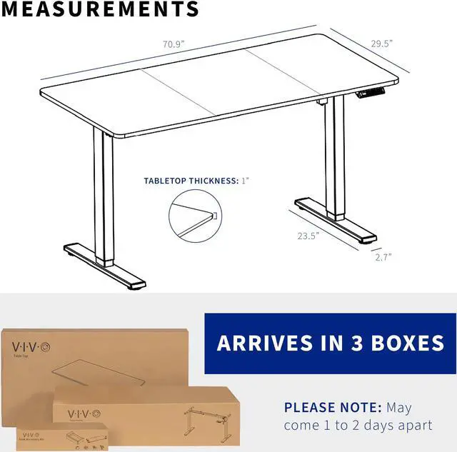 VIVO Electric 71x30 Desk w/ Memory Panel, Drawer, Tray, Casters, White ...