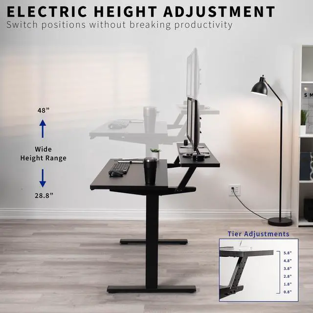 VIVO Electric 55 x 30 Standup Desk w/ Memory Controller, Black Dual ...