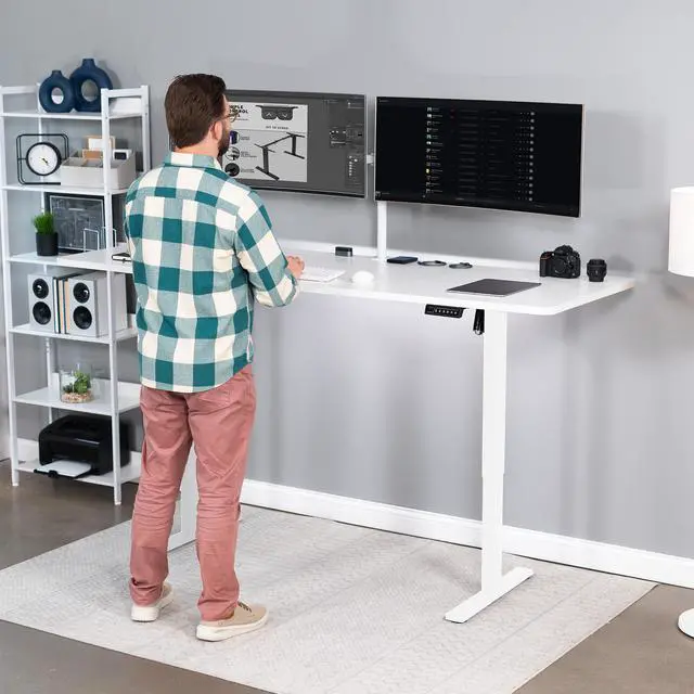 VIVO Electric 83 x 30 Stand Up Desk Workstation, White Table Top, White ...