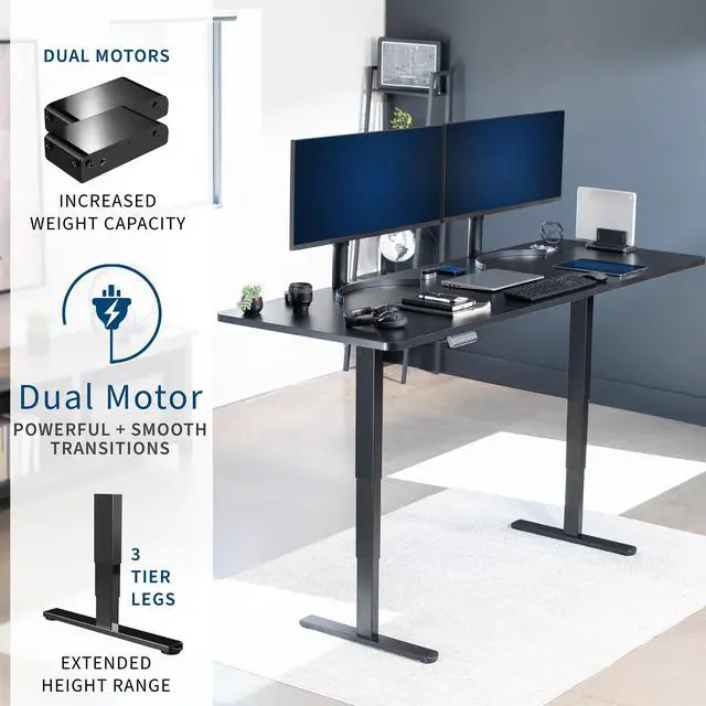 VIVO Electric 83 x 30 Standup Desk with Memory Controller, Black Table ...