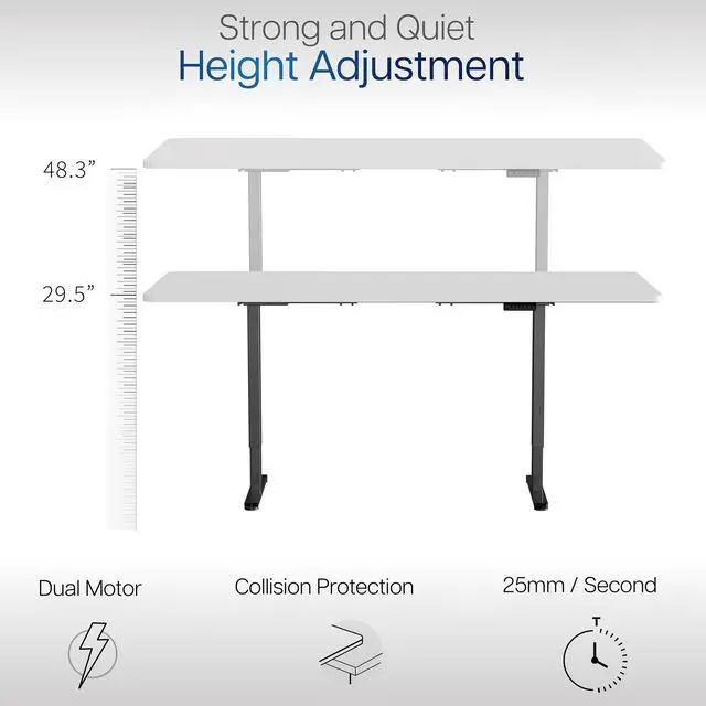 VIVO Electric Dual Motor 83 x 30 Standing Desk, White Table Top, Black ...