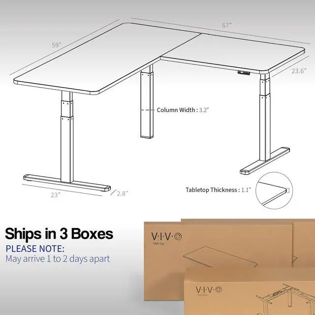 VIVO Electric Stand Up Corner Desk, L-Shaped Workstation, Light Wood ...