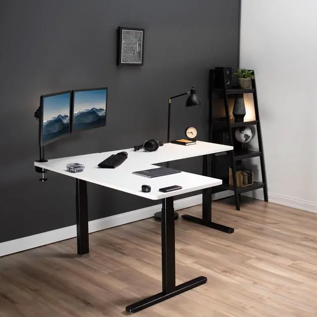 VIVO Electric 83" x 60" Stand Up Corner Desk, White Table Tops, White ...