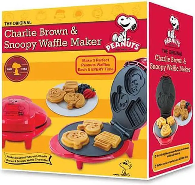 Smart Planet WM6S Peanuts Snoopy and Charlie Brown Waffle Maker, Red ...