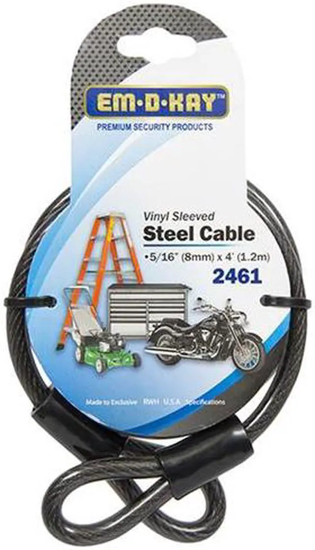 Em-D-Kay 2461 Vinyl Sleeved 5/16" x 4' Steel Cable Bike Lock - Newegg.com
