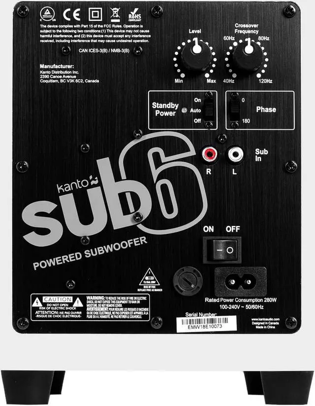 Kanto SUB6 6-inch 200W Powered Subwoofer, Matte White - Newegg.com