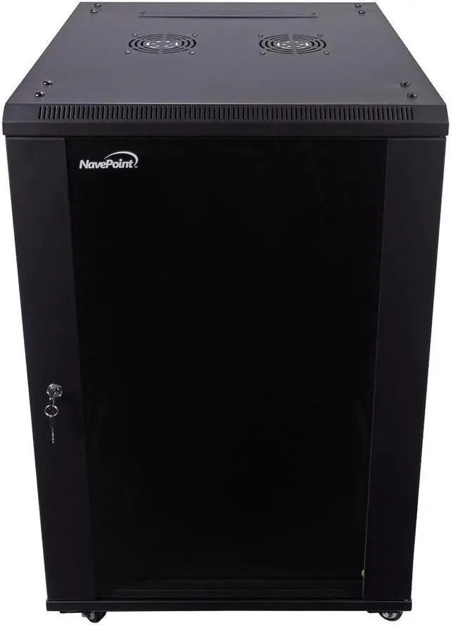 Navepoint 18U Networking Cabinet 600mm Depth with Casters, Fans ...