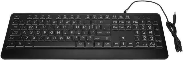 Large Font Keyboard, Large Print USB Keyboard with White LED Backlit ...