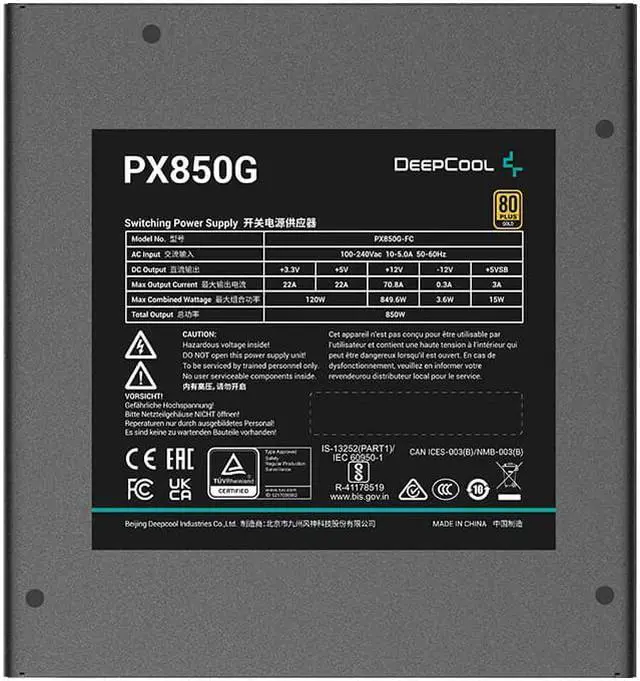 DEEPCOOL PX850G 80 Plus Gold Medal Full-Module ATX3.0 Power Supply ...
