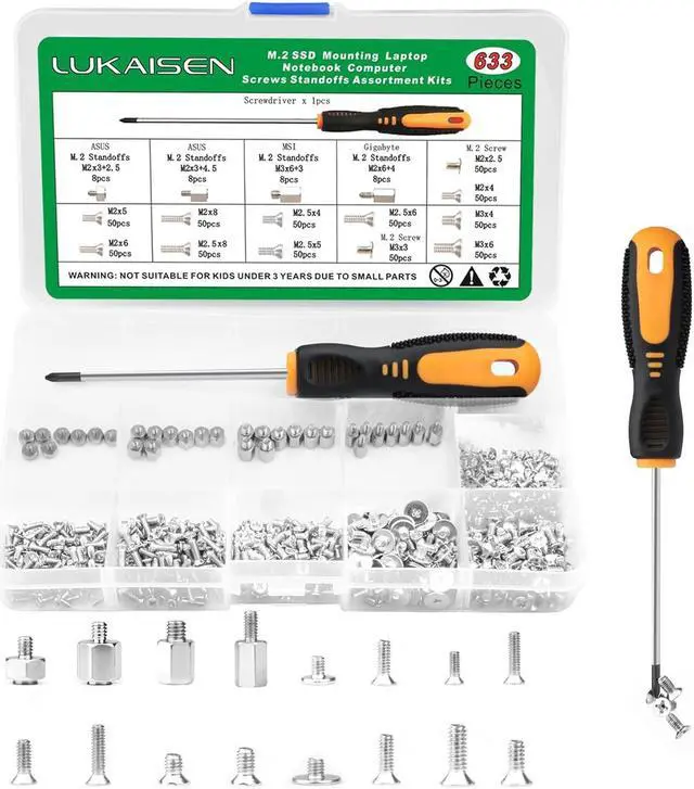 633pcs Laptop Screws M.2 NVMe SSD Mounting Screw Kit M2 M2.5 M3 Notebook Computer Screw Set with Screwdriver for Asus Gigabyte MSI Motherboards Compatible with IBM HP Dell Lenovo Samsung Sony Newegg.c...