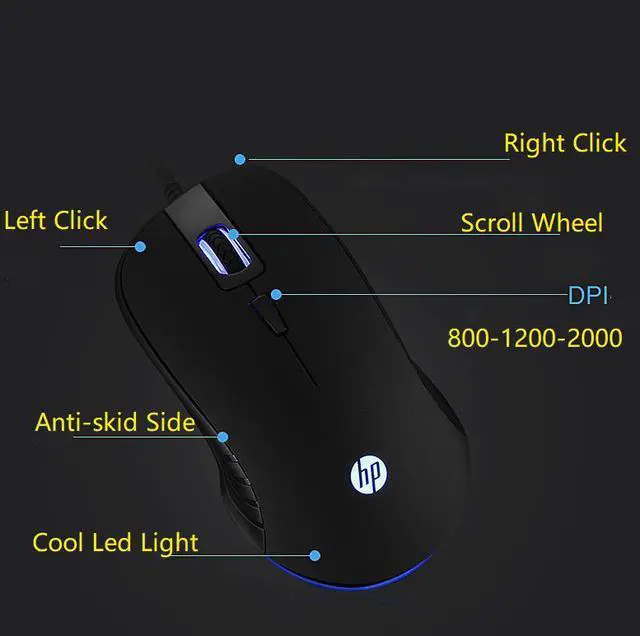 HP G100 Ergonomic Design, Cool Exterior, Durable and Wired 2000DPI 4 ...