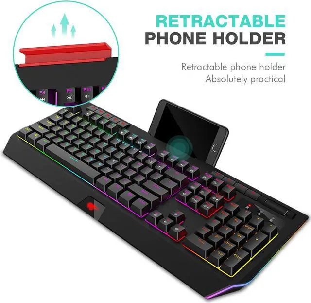 Havit RGB Backlit Mechanical Gaming Keyboard Blue Switch 104 Keys LED ...