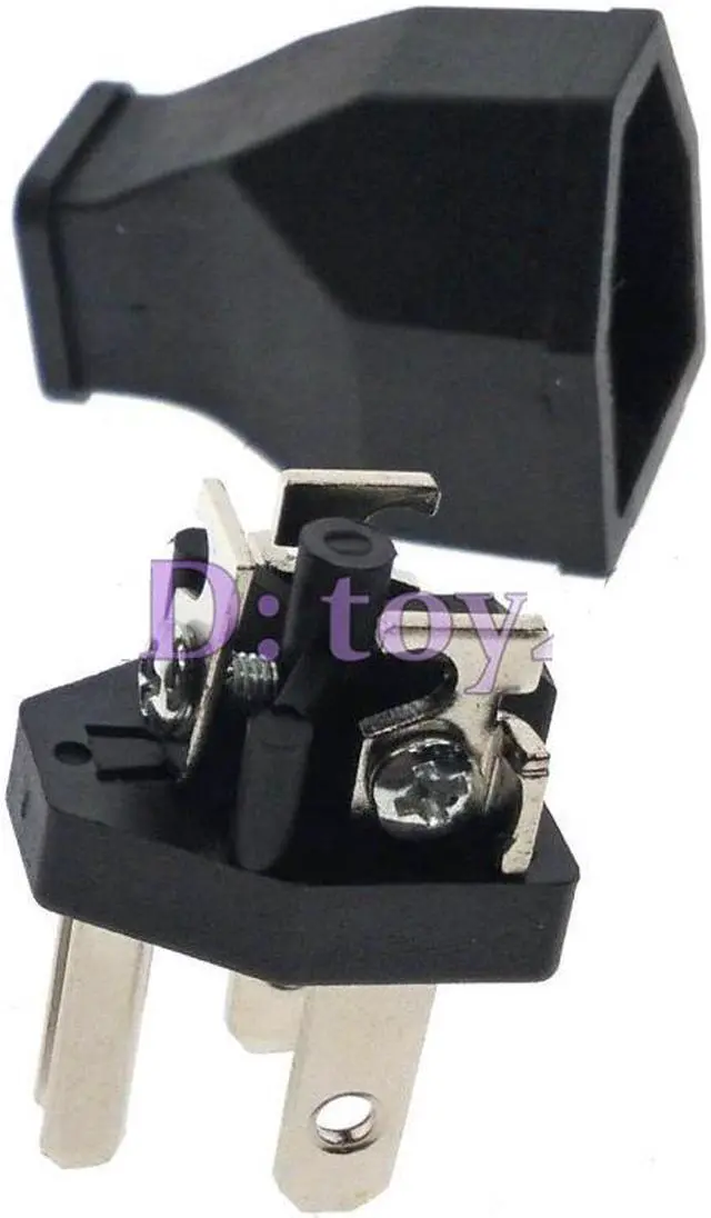 (2 Pack) US NEMA 5-15P Plug US Grounded Power DIY Rewireable Plug 250V ...