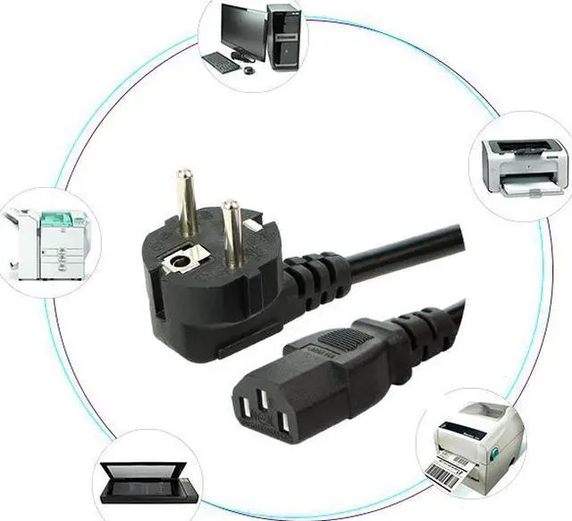 EU Europe Schuko to IEC C14 cable,6ft/1.8m 2-Prong European Power Cord ...