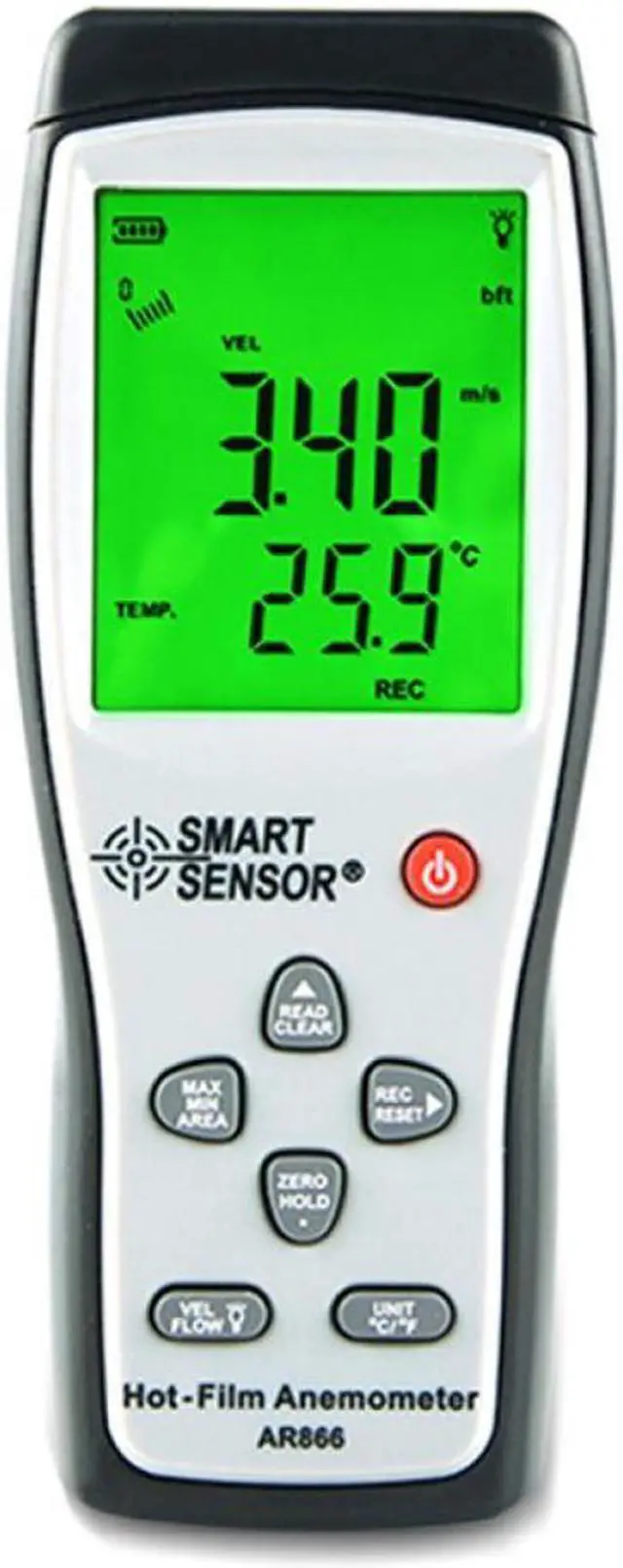 AR866A Digital Hot-film Anemometer Wind Speed meter Air Velocity ...