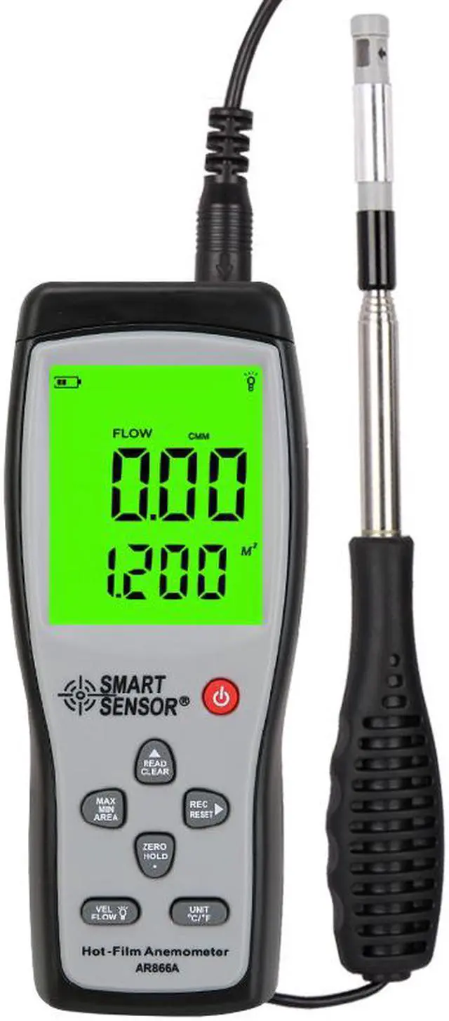 AR866A Digital Hot-film Anemometer Wind Speed meter Air Velocity Temperature measurement 40M/S ...