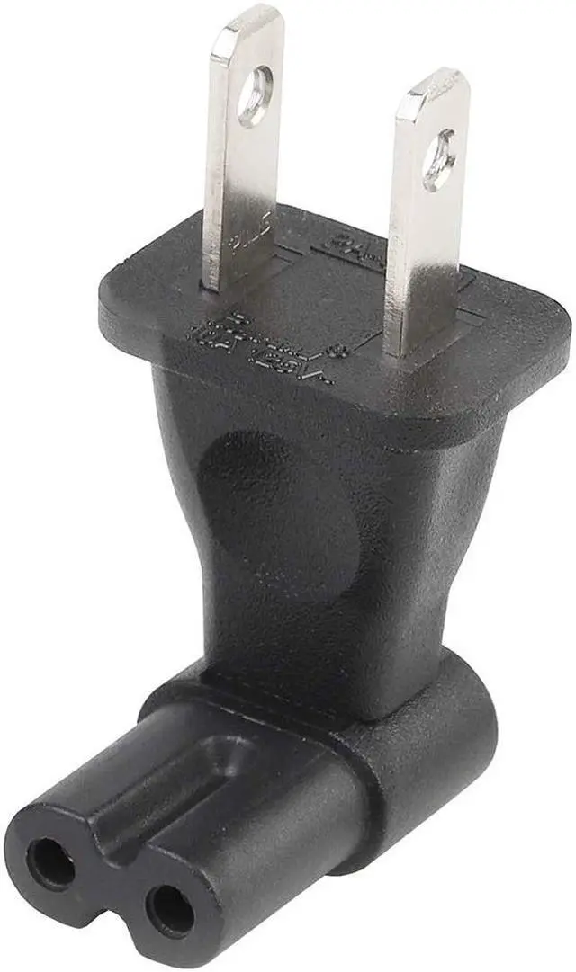 Tekit 2 Prong Right Angle Plug Adapter, USA IEC 60320-C7 Receptacle to ...