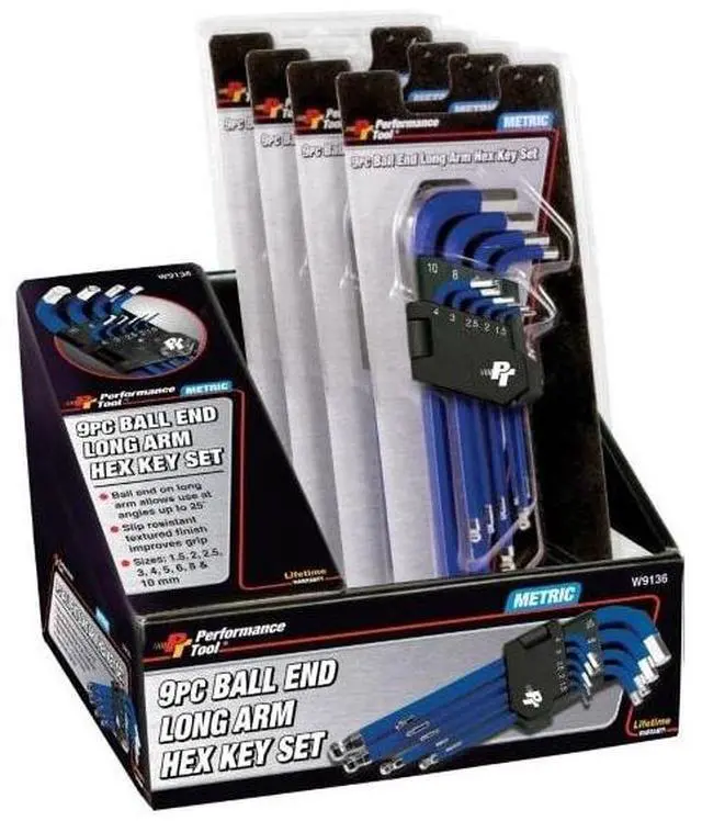 PERFORMANCE TOOL W9136 9-Piece Long Arm Metric Hex Key Set - Newegg.com
