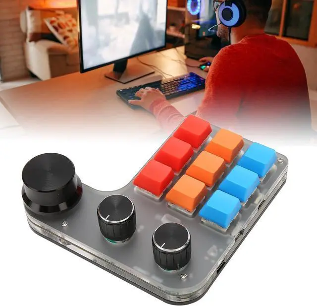 Mini Macro Mechanical Gaming Keyboard, 9 Keys & 3 Knobs Programmable ...