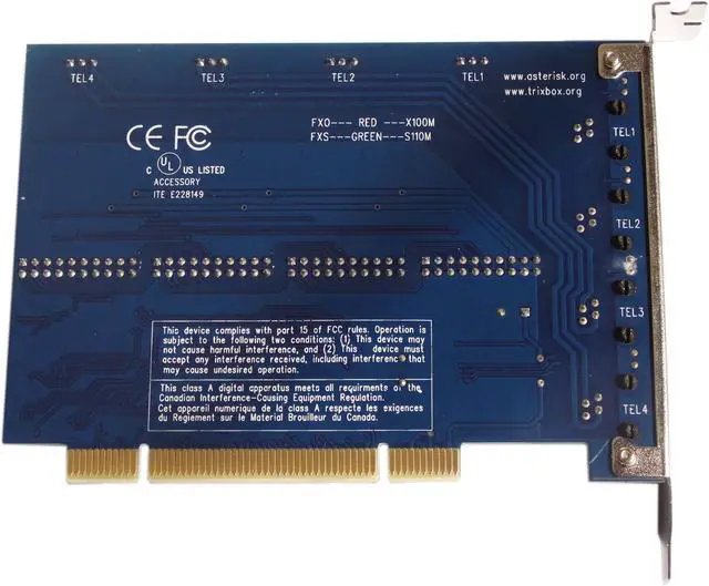TDM400 analog asterisk Card with 4 FXO ports PCI interface Supports ...