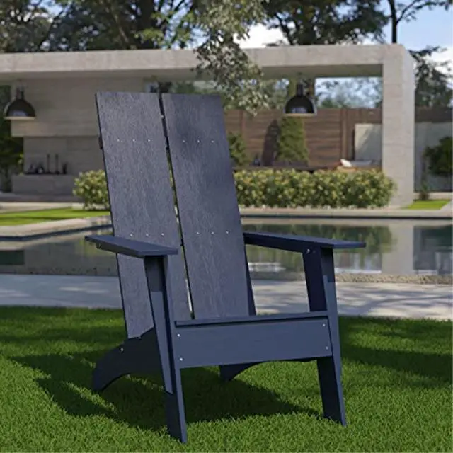 Sawyer Modern All-Weather Poly Resin Wood Adirondack Chair in Navy ...