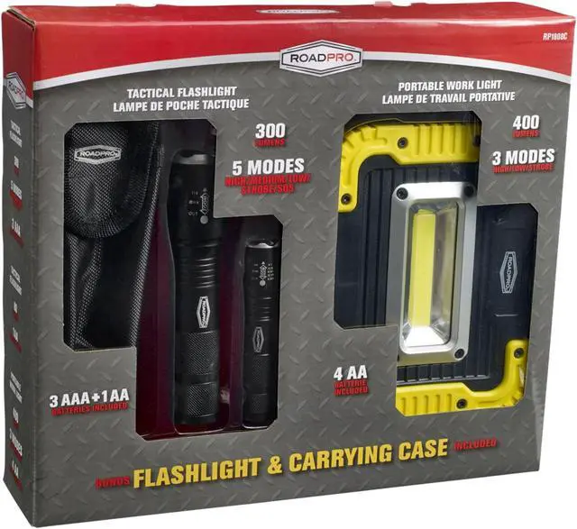 Flashlight Combo Kit With Work Light Portable Emergency Lighting Set ...