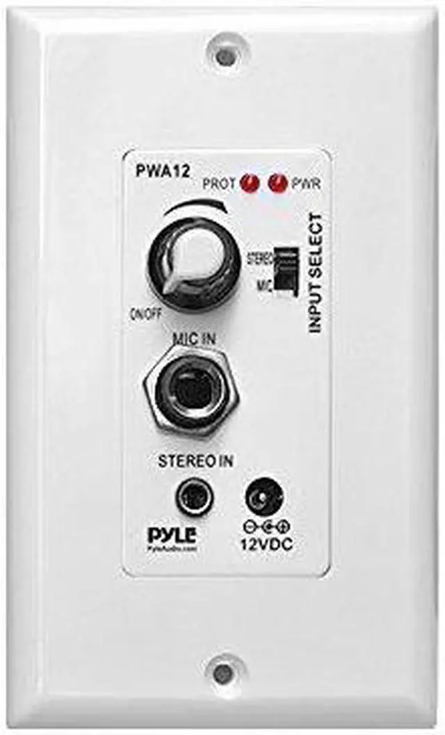 Pyle PWA12 In-Wall / Wall Plate Amplifier with Aux Input & Microphone ...