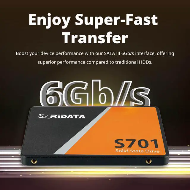 RiDATA S701 960GB SSD (Internal Solid State Drive) 3D NAND 2.5" SATA III 6Gb/s Ultra Slim 7mm Up ...