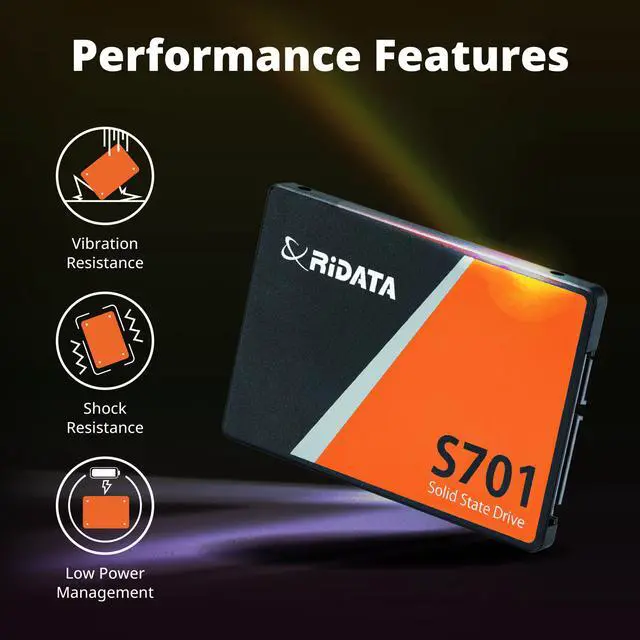 RiDATA S701 960GB SSD (Internal Solid State Drive) 3D NAND 2.5" SATA III 6Gb/s Ultra Slim 7mm Up ...