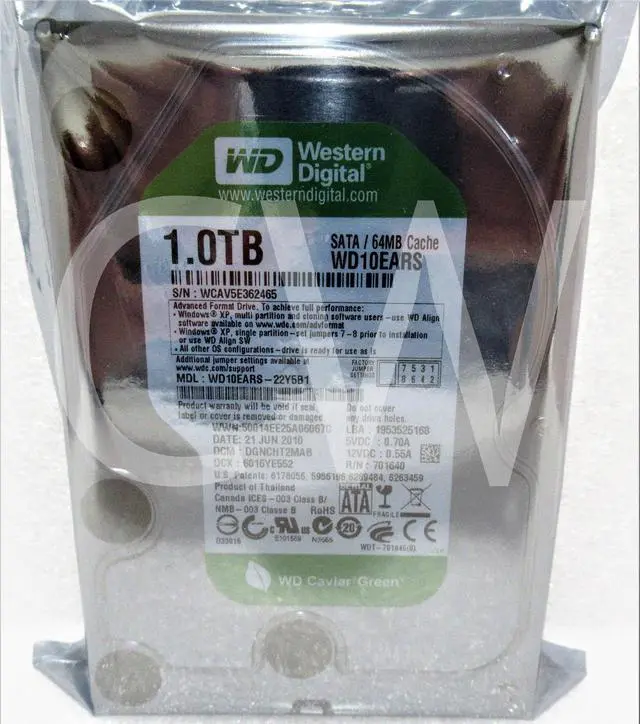 WD10EARS Western Digital GREEN 1TB 5400RPM 3Gbps 3.5" SATA HDD Hard Drive - Newegg.com