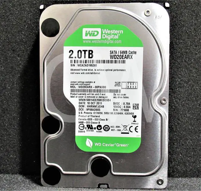 WD20EARX Western Digital DESKTOP 2TB 5.4K RPM 6Gb/s 3.5" SATA HDD Hard ...