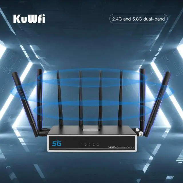KuWFi 5G Router with SIM Card Slot, Dual Band 1800Mbps WiFi-6 Wireless ...