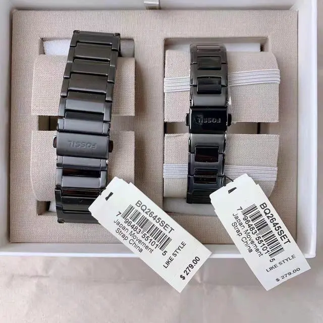 Fossil BQ2645SET His and Her Multifunction Black Stainless Steel Watch ...