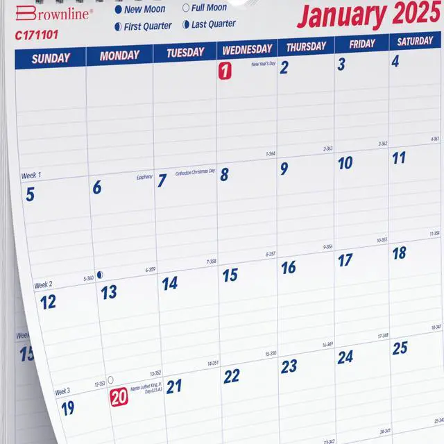 Brownline One Month Per Page Twin Wirebound Wall Calendar 8 x 11 2026 ...