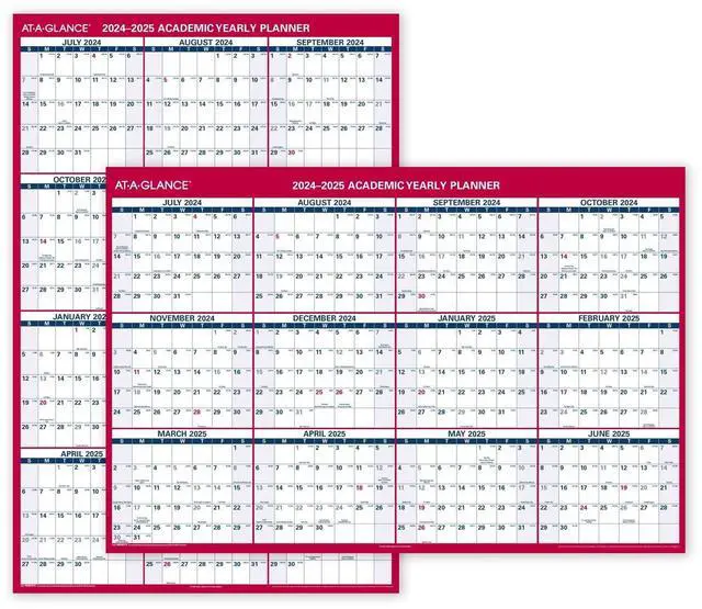 At-A-Glance Academic Erasable Reverse XL Wall Calendar 48x32 July-June ...