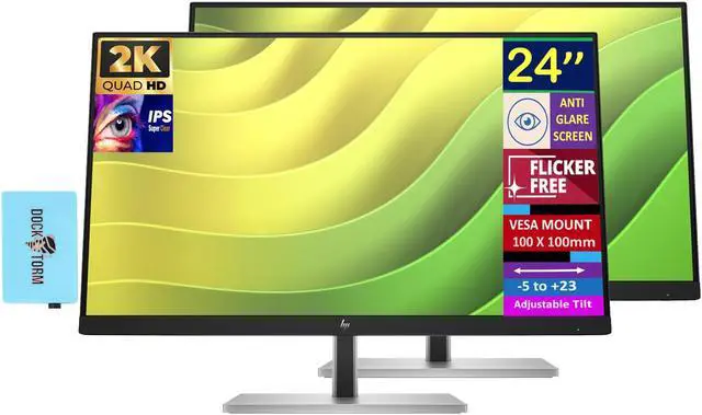 HP E24q G5 QHD Monitor 6N4F1AA#ABA Bundle w/Docztorm Dock, 24" QHD IPS ...
