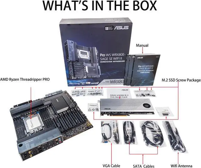 ASUS Pro WS WRX80E-SAGE SE WiFi II AMD WRX80 Extended-ATX Workstation ...