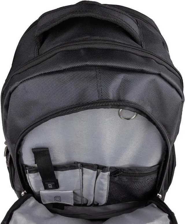 Velztorm 1680D Polyester Black Backpack with USB Charging Station ...