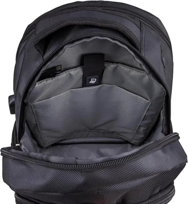 Velztorm 1680D Polyester Black Backpack with USB Charging Station ...