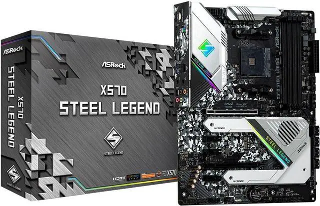 ASRock X570 Steel Legend ATX Motherboard Supports AMD AM4 Socket ...