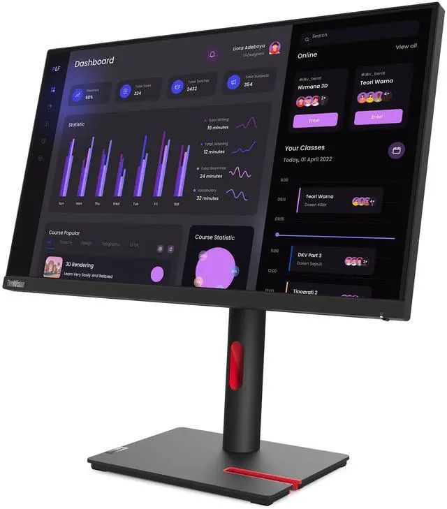 Lenovo ThinkVision T24i-30 FHD IPS Monitor with 4ms Response Time, Anti ...
