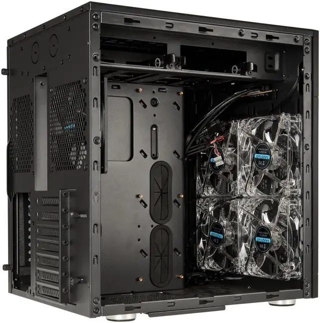 anidees AI-07BW Black Dual Chamber ATX Case - Side Window, 4 LED Fans ...