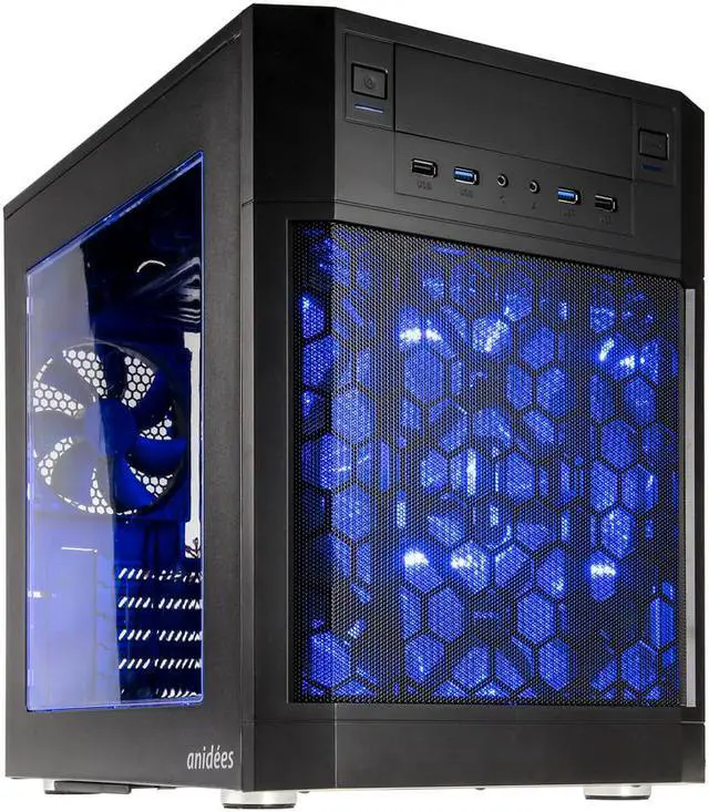 anidees AI-07BW Black Dual Chamber ATX Case - Side Window, 4 LED Fans ...