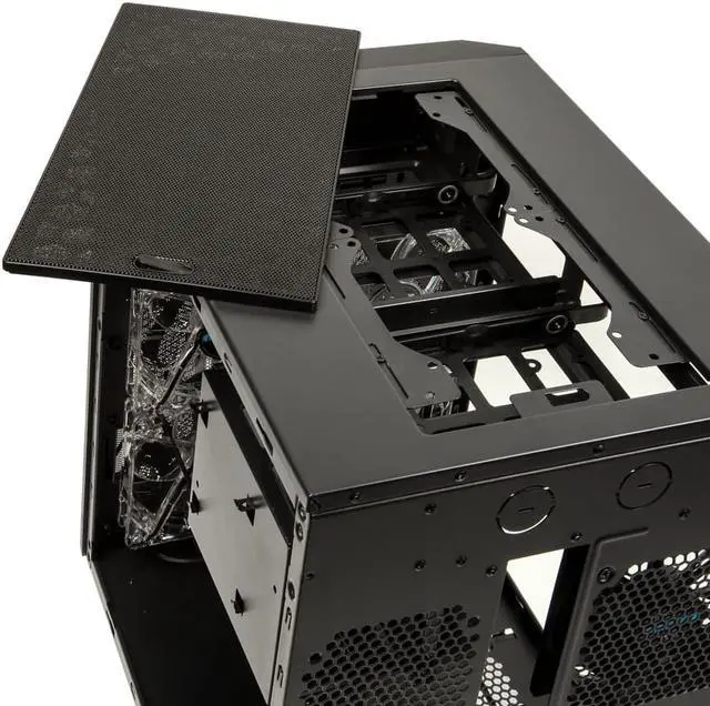 anidees AI-07BW Black Dual Chamber ATX Case - Side Window, 4 LED Fans ...